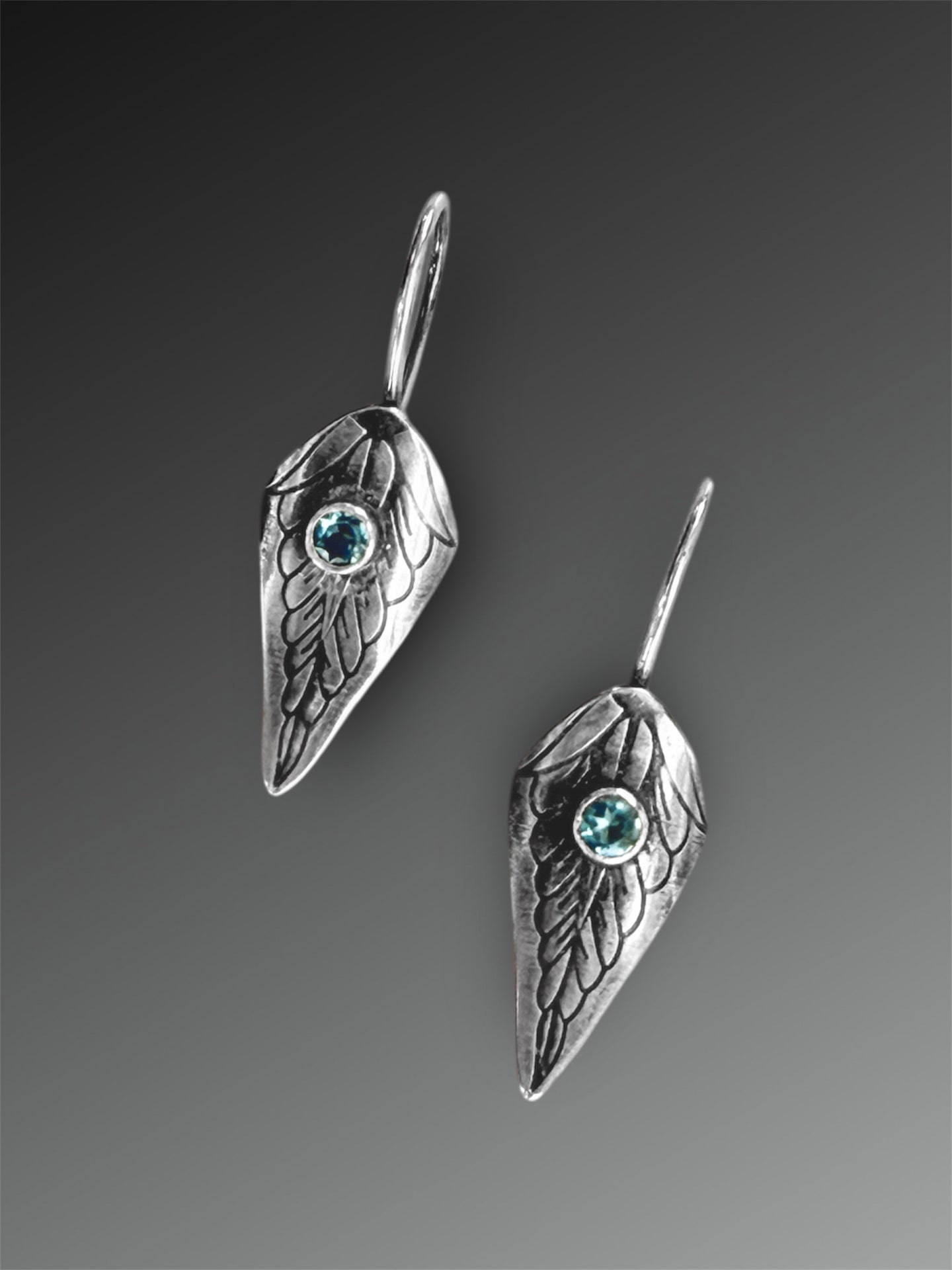 Leaf Earrings with London Blue Topaz – Eryn Rosenbaum Studio